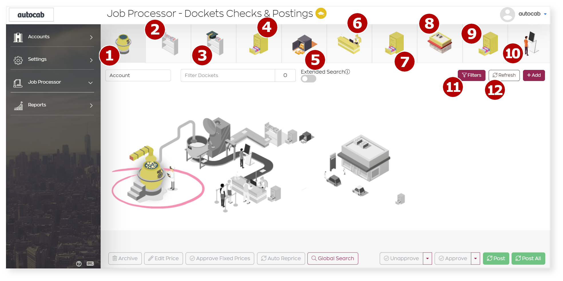 Navigating the Job Processor - 365 Accounts – Autocab Help