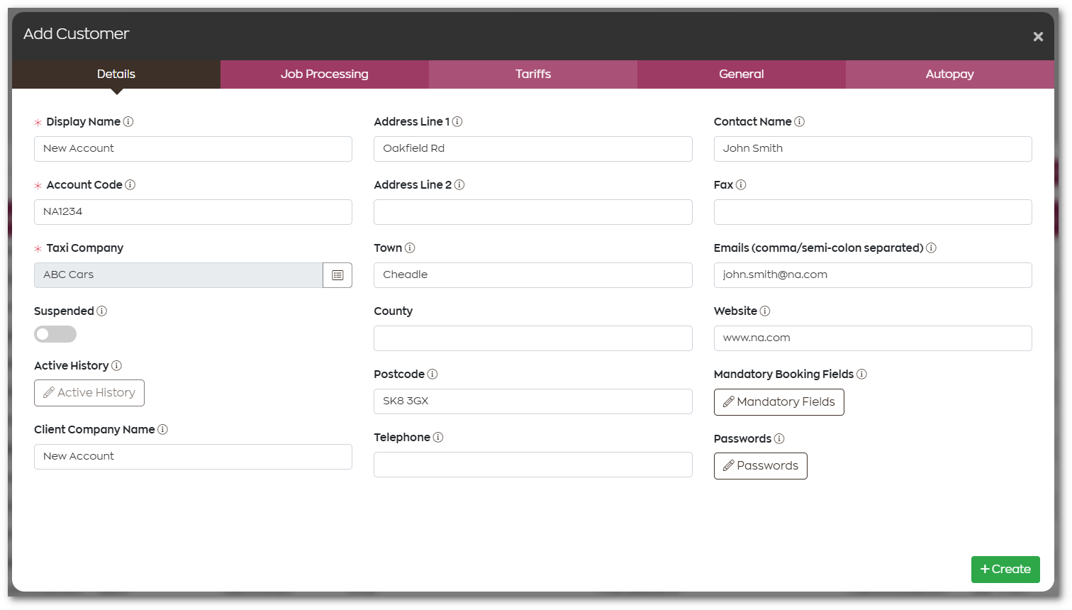 Creating a Corporate Account - 365 Accounts – Autocab Help