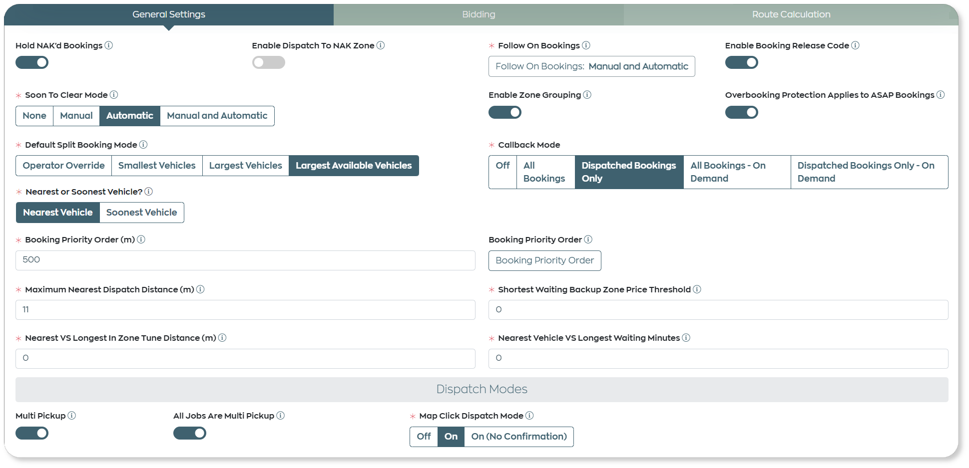 Dispatch Configuration: General Settings - 365 Management – Autocab Help