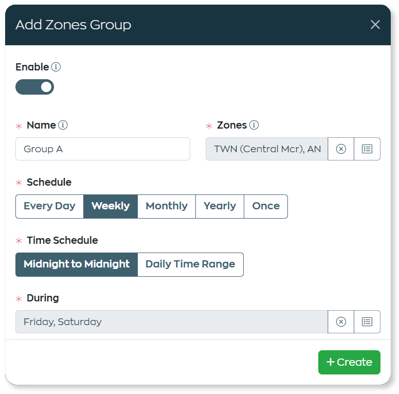 Zone Groups - 365 Management – Autocab Help