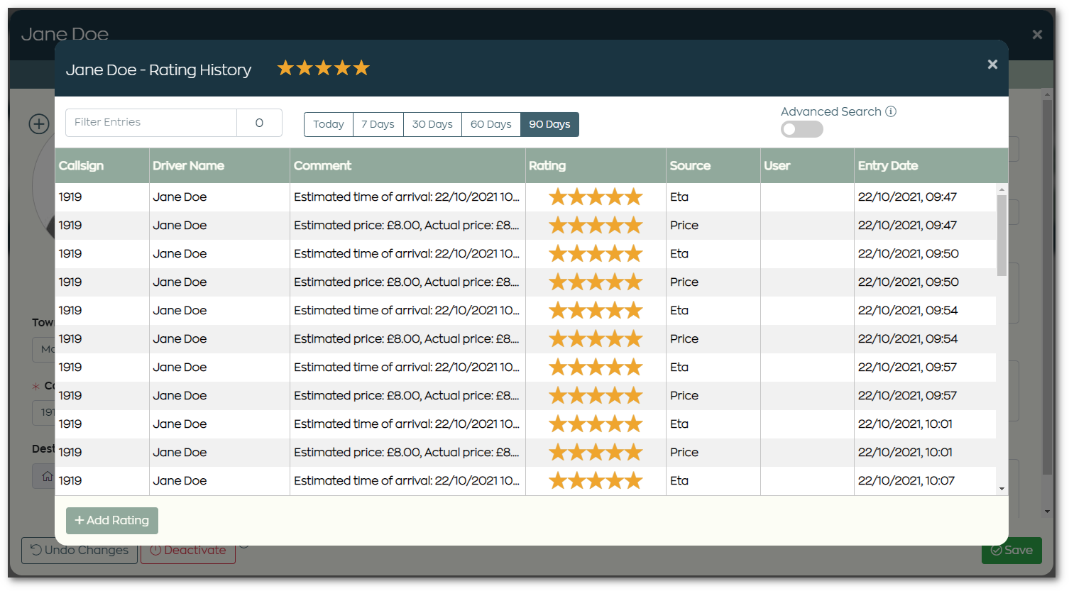 Overview of Drivers Screen - 365 Management – Autocab Help